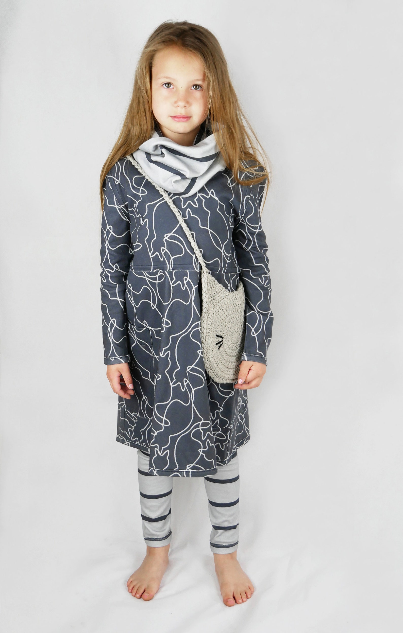 Girls Dress Sewing Pattern PDF, Kids Sewing Pattern, Jersey Knit Dress ...