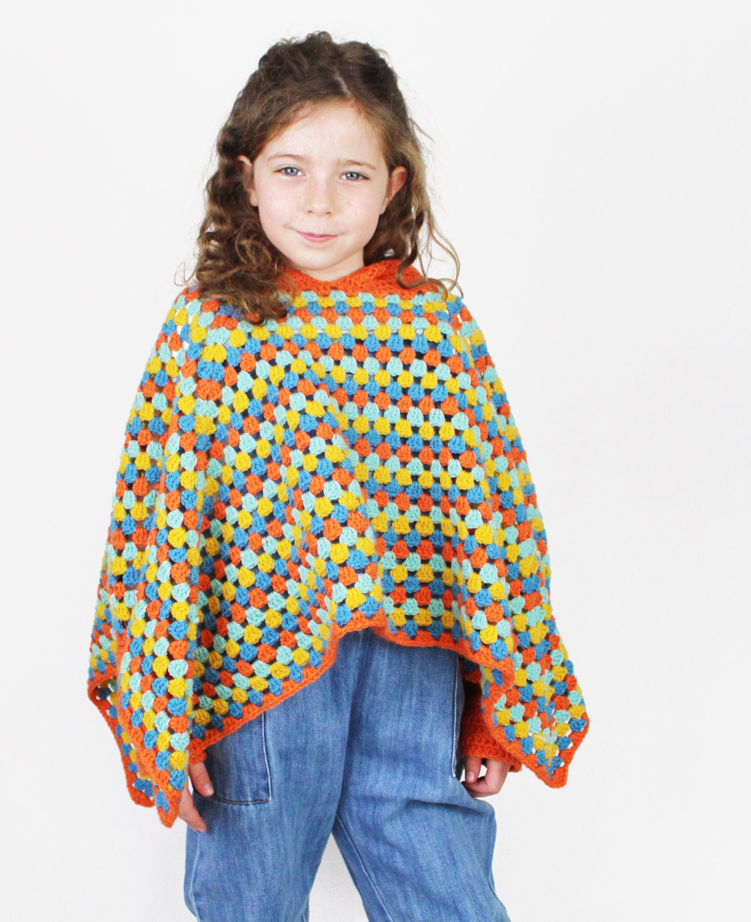 Girls Crochet Poncho Pattern PDF, Granny Square Poncho - Etsy