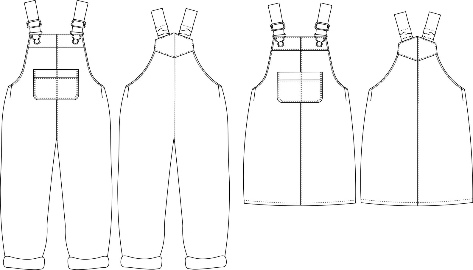 Children's Dungarees and Pinafore Pattern PDF With Optional Applique ...