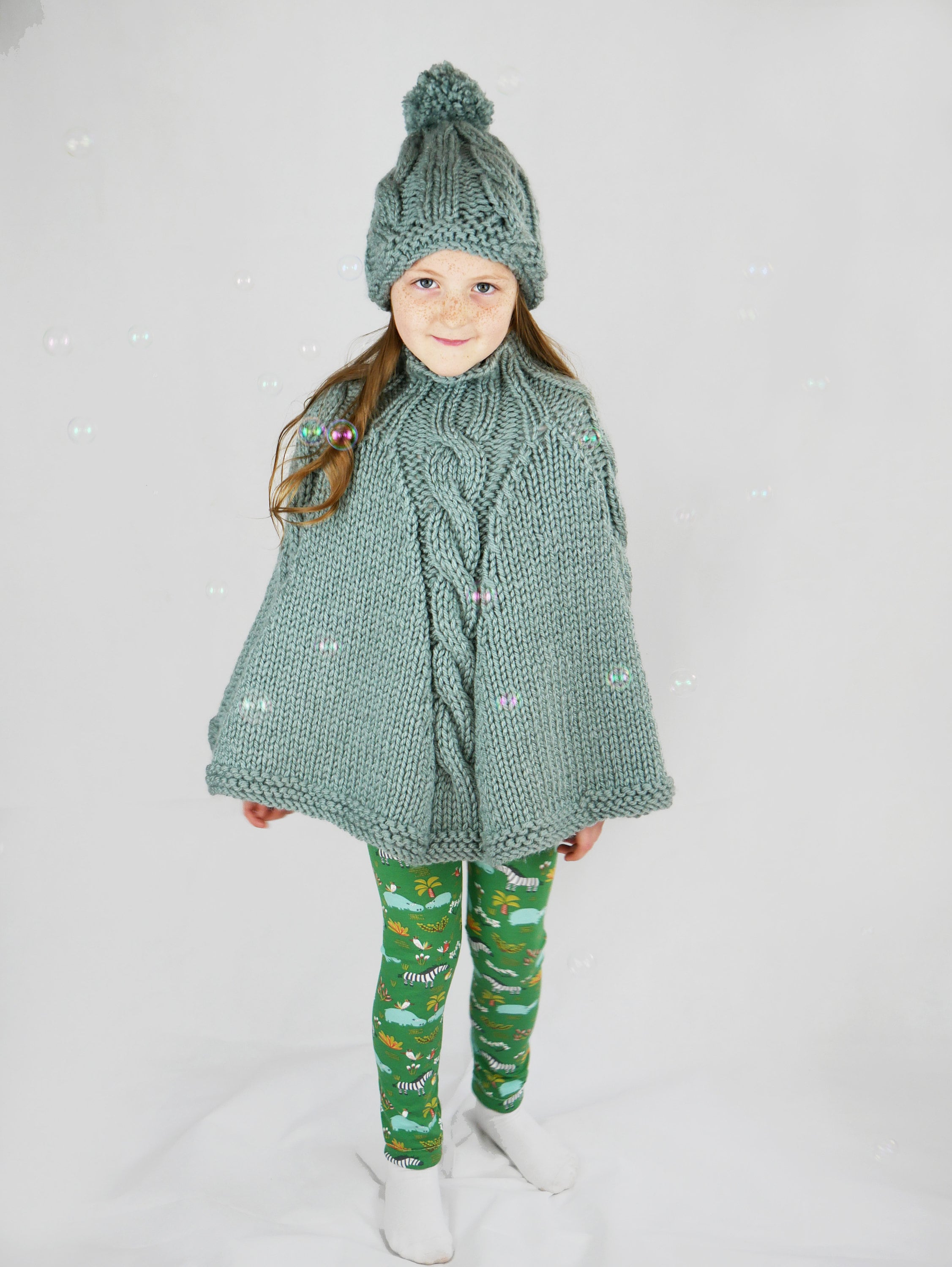 Childs Poncho Knitting Pattern, Girls Knitted Poncho Pattern, Cable ...