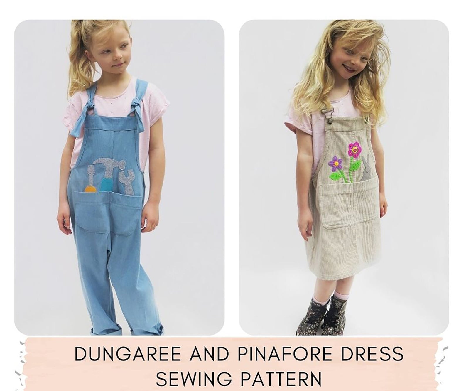 Children's Dungarees and Pinafore Pattern PDF With Optional Applique ...