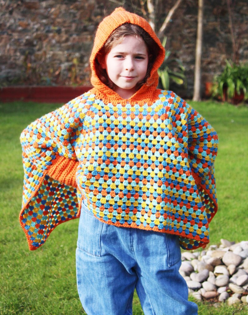 Girls Crochet Poncho Pattern PDF Granny Square Poncho | Etsy