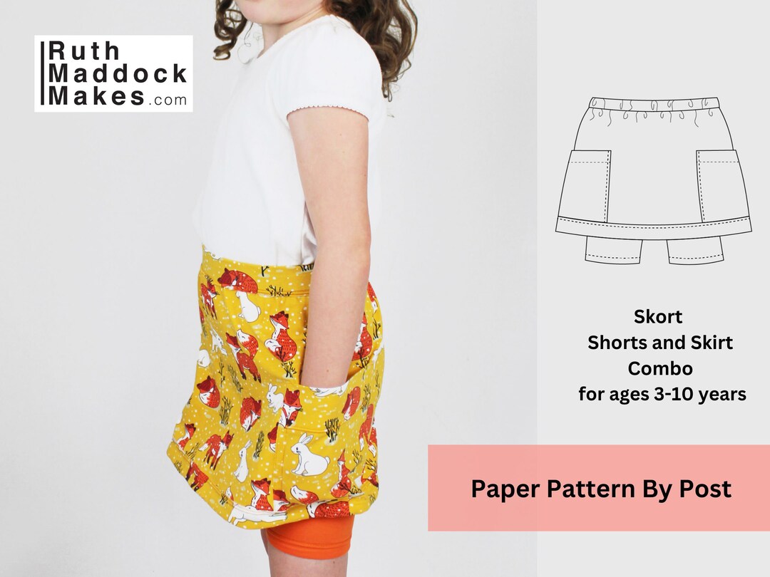 Skort Sewing Pattern for Kids, Shorts and Skirt Combo - Paper Pattern ...