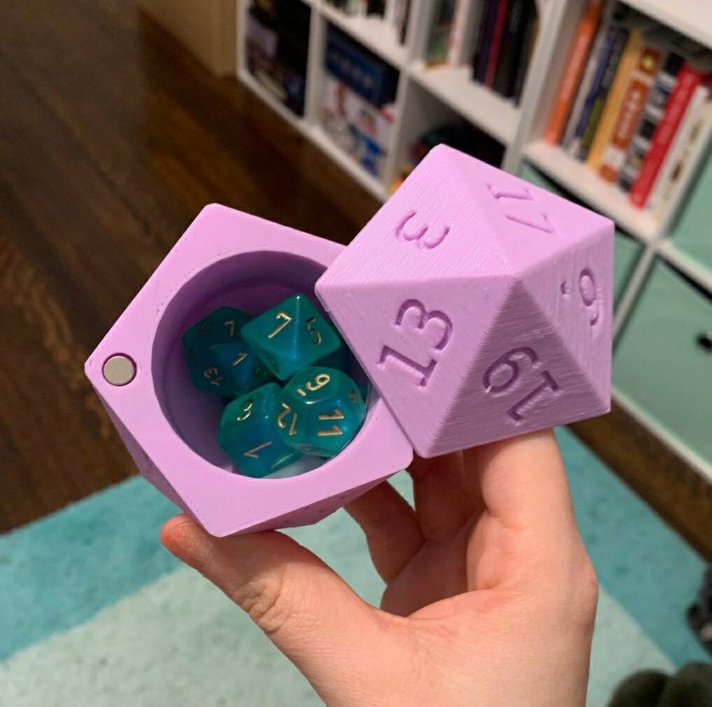Magnetic D20 Dice Box | Tray | Holder | Storage | Dice | DND | Rollplay ...