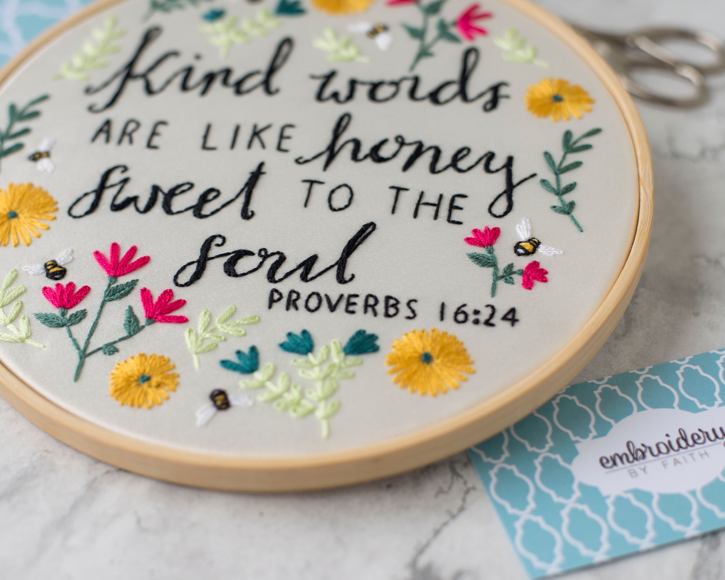 Kind Words Are Like Honey Proverbs Christian Bee Floral | Etsy
