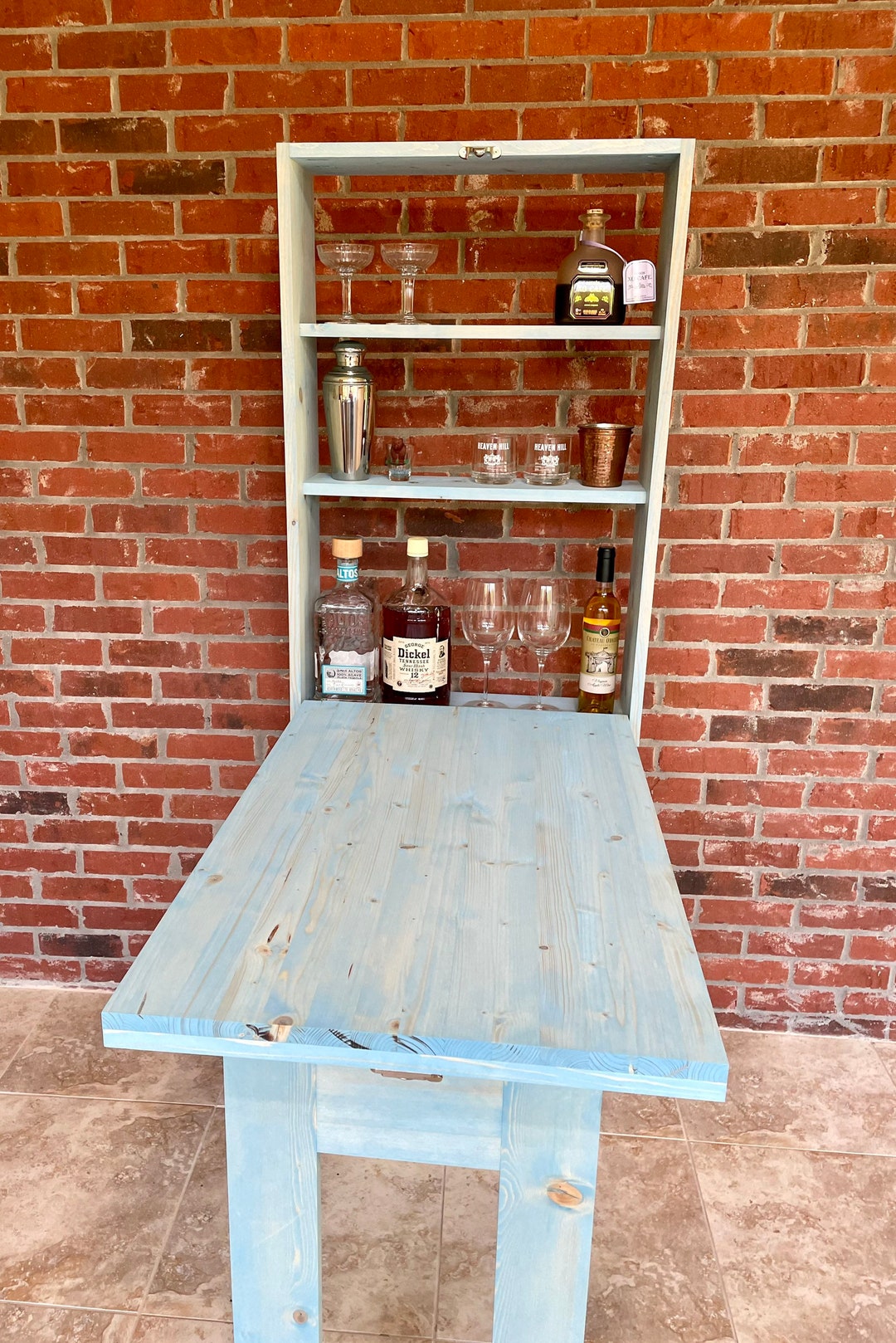 Vintage Blue Murphy Bar, Wall Mount Bar, Liquor Cabinet, Wall Mounted ...
