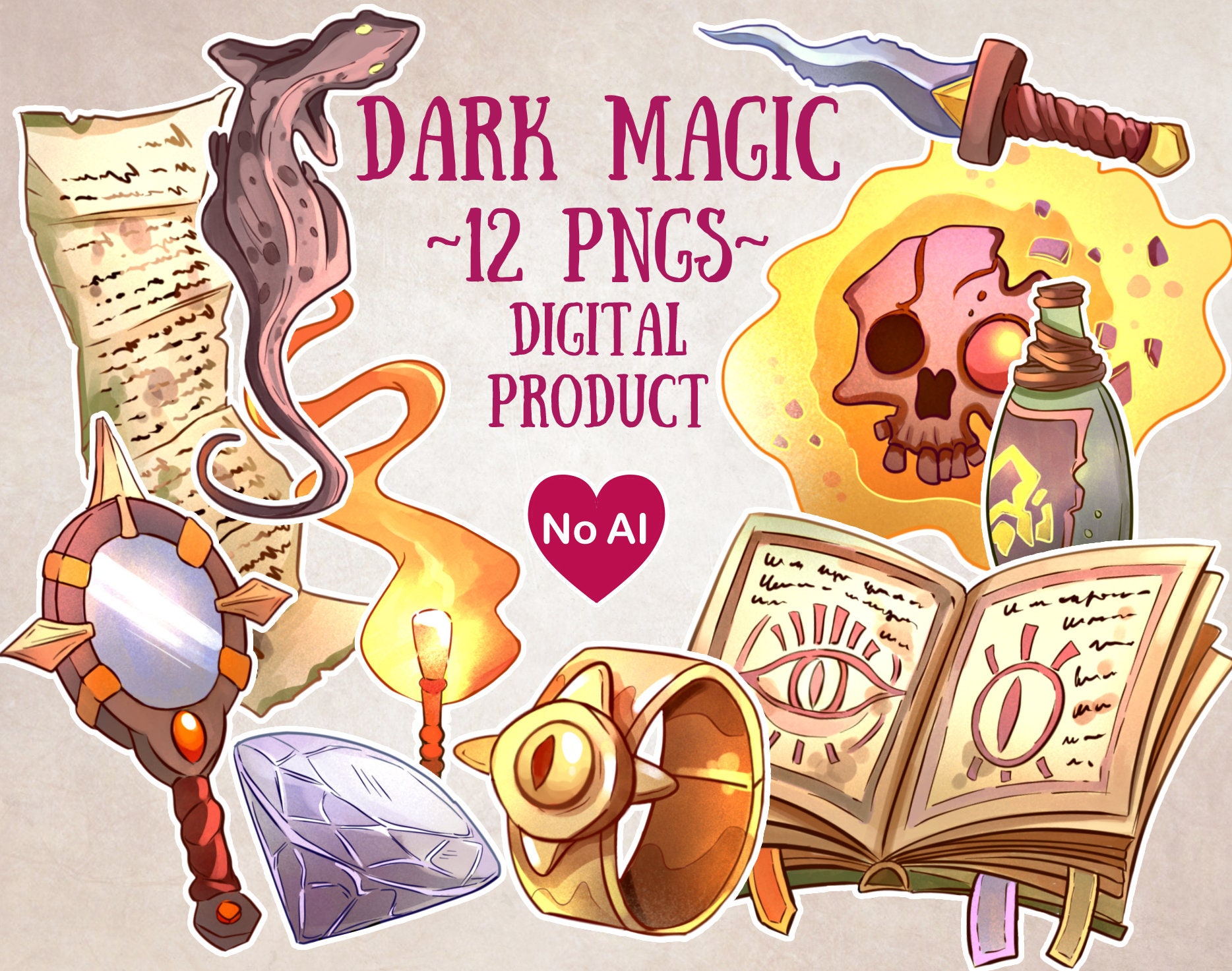 Dark Magic Clipart, Dnd Spells Clipart, Dnd Spellbook, Digital Dnd ...