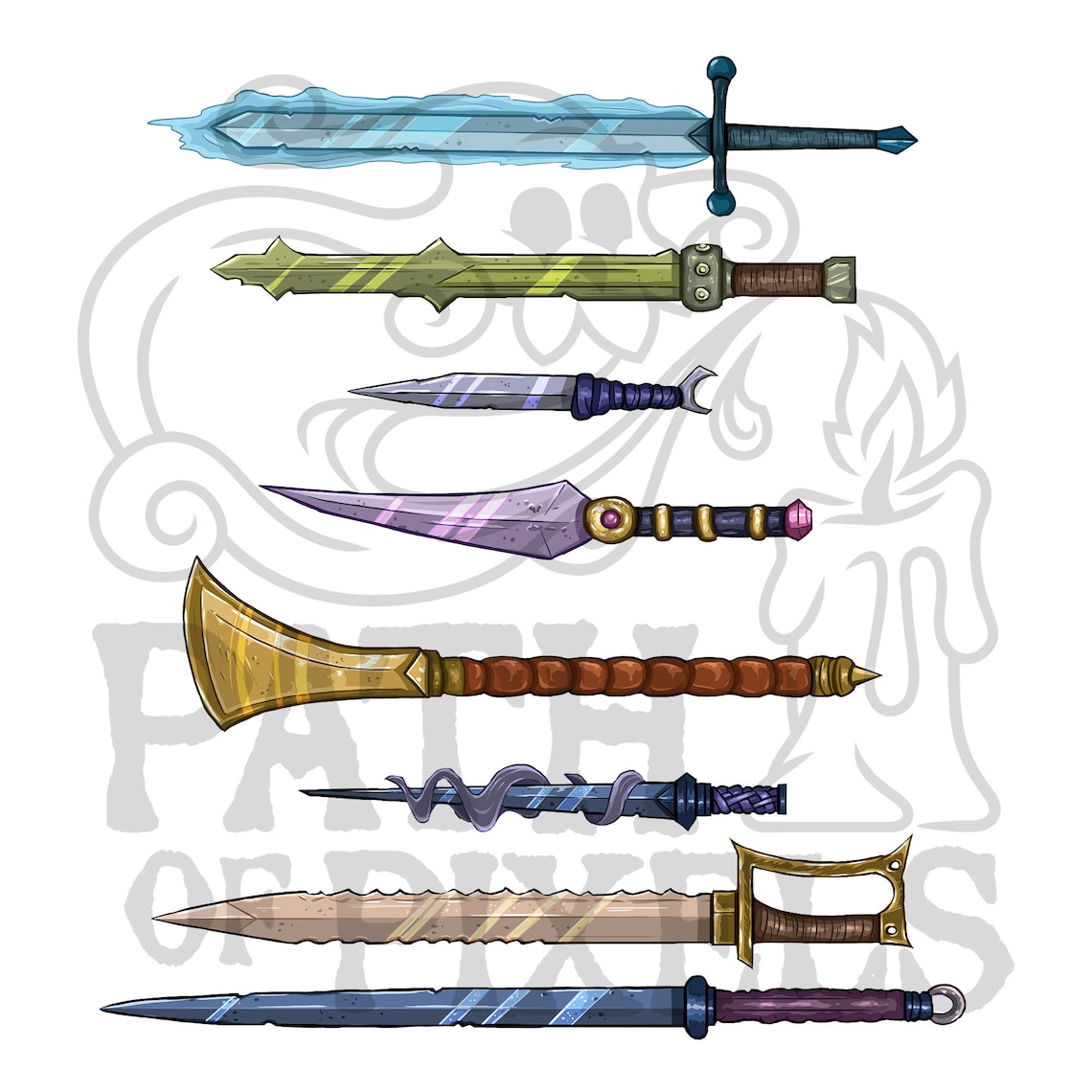 Magic Swords Clipart Set, Digital Scrapbooking Fantasy Swords, Magical ...