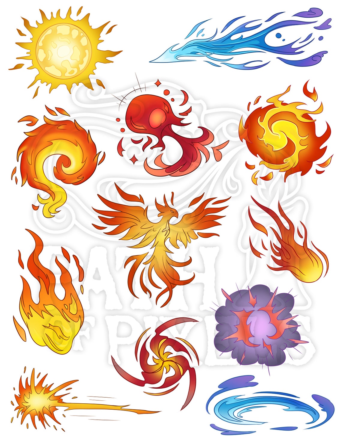 Fire Magic Clipart Set - Fantasy Magic Spells, Fire Clipart, Magic Fire ...