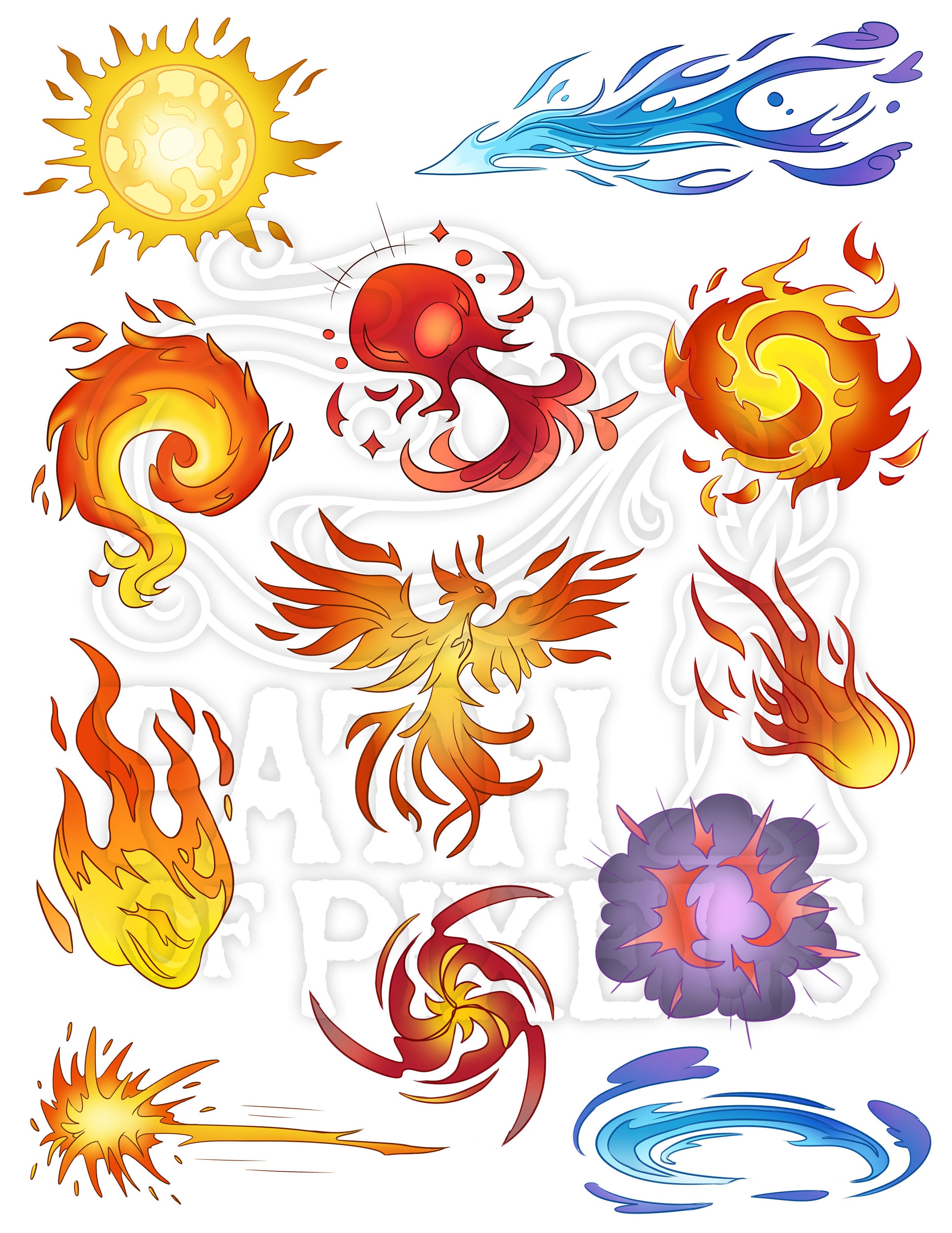 Fire Magic Clipart Set - Fantasy Magic Spells, Fire Clipart, Magic Fire ...