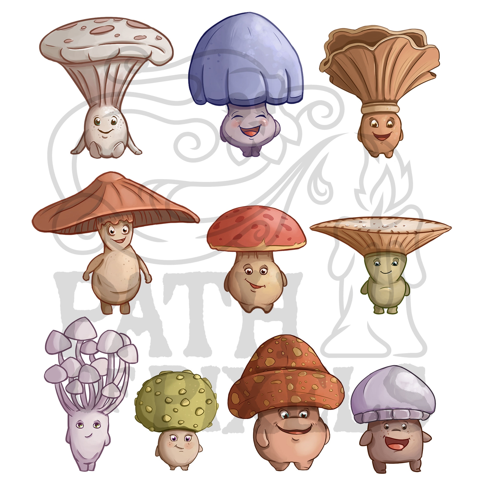 Cute Mushrooms Clipart, Woodland Mushroom Scrapbooking, Fall Decor ...