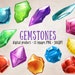 Gemstone Clipart, Jewel Clipart, Colorful Gems Scrapbooking, Hand Drawn ...