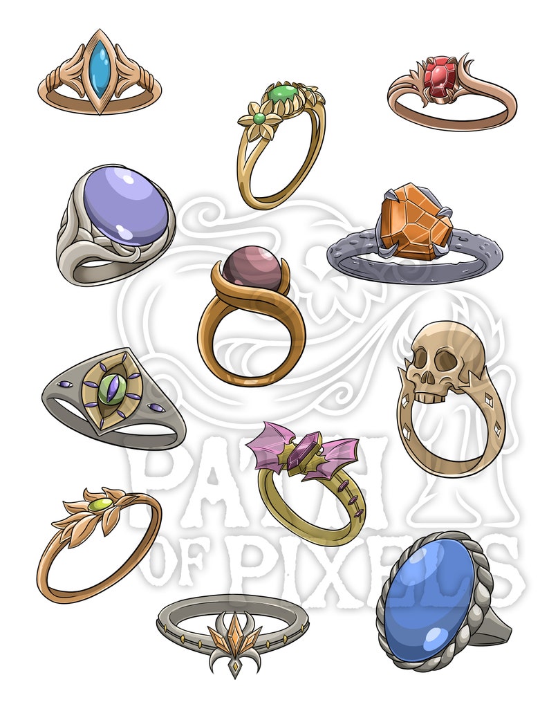 Rings Clipart Jewelry Design Scrapbooking Magic Items - Etsy