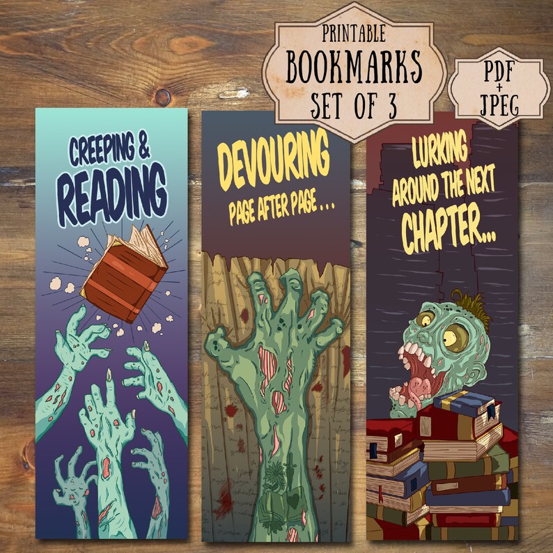 Bookmark Funny Zombies Printables Funny Quote Bookmark Set - Etsy