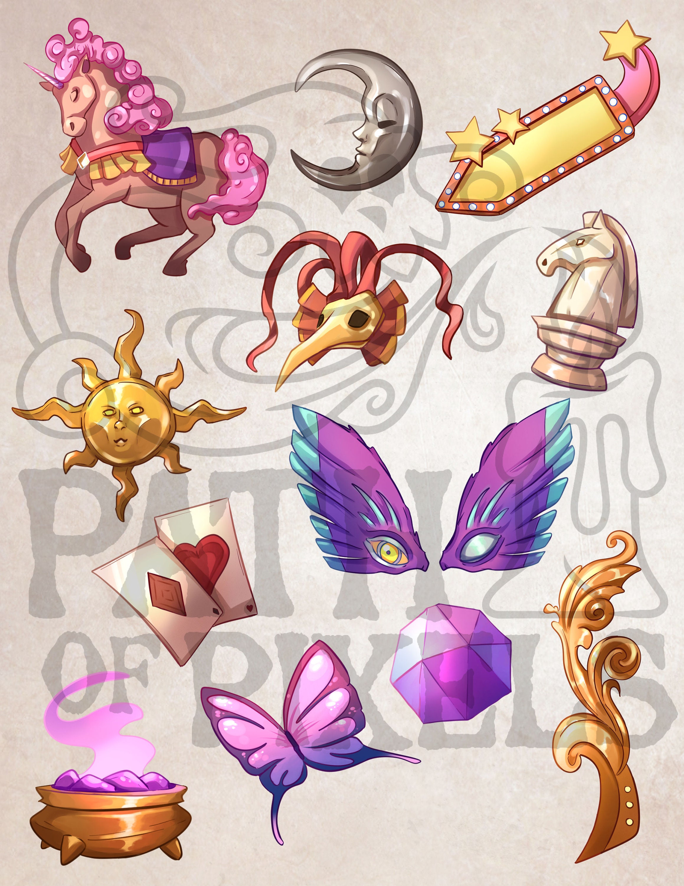 Magical Fair Clipart Set - Hand Drawn Digital Art for Fantasy ...