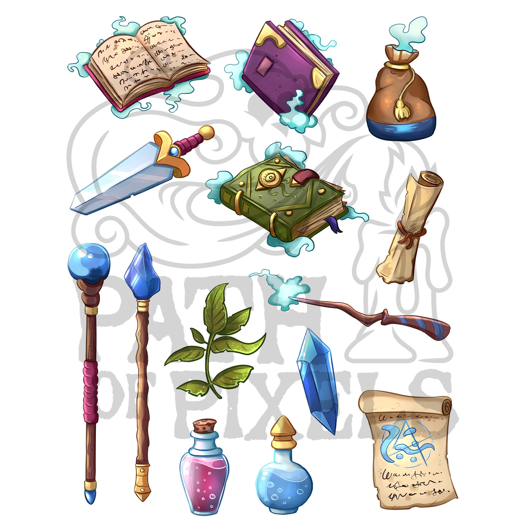 Wizard Dnd Clipart Mage Items Wizardry Clipart Dnd Items - Etsy