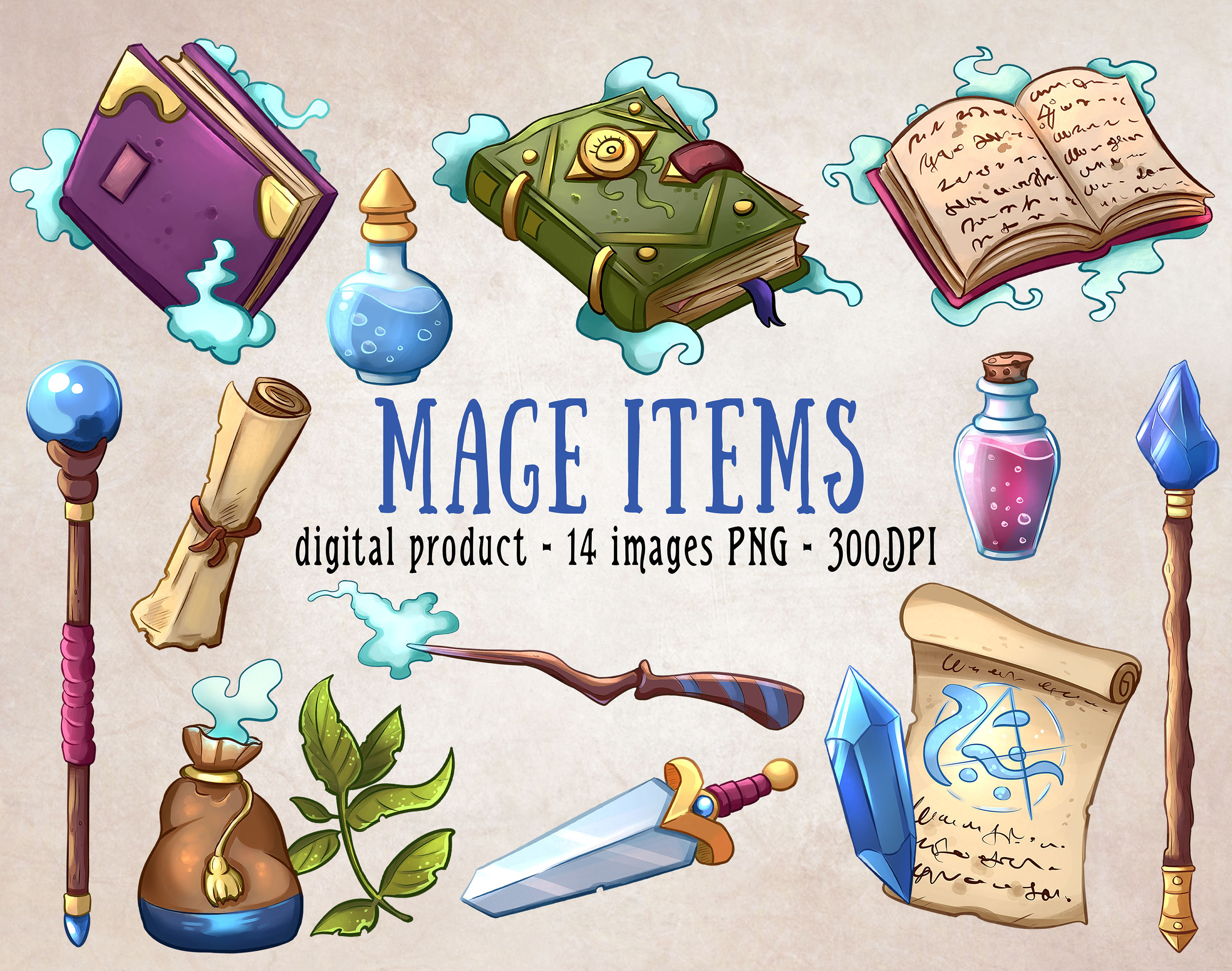 Wizard Dnd Clipart Mage Items Wizardry Clipart Dnd Items - Etsy
