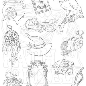 Witch Clipart Set - Hand Drawn Digital Art With Witch Items, Magical ...