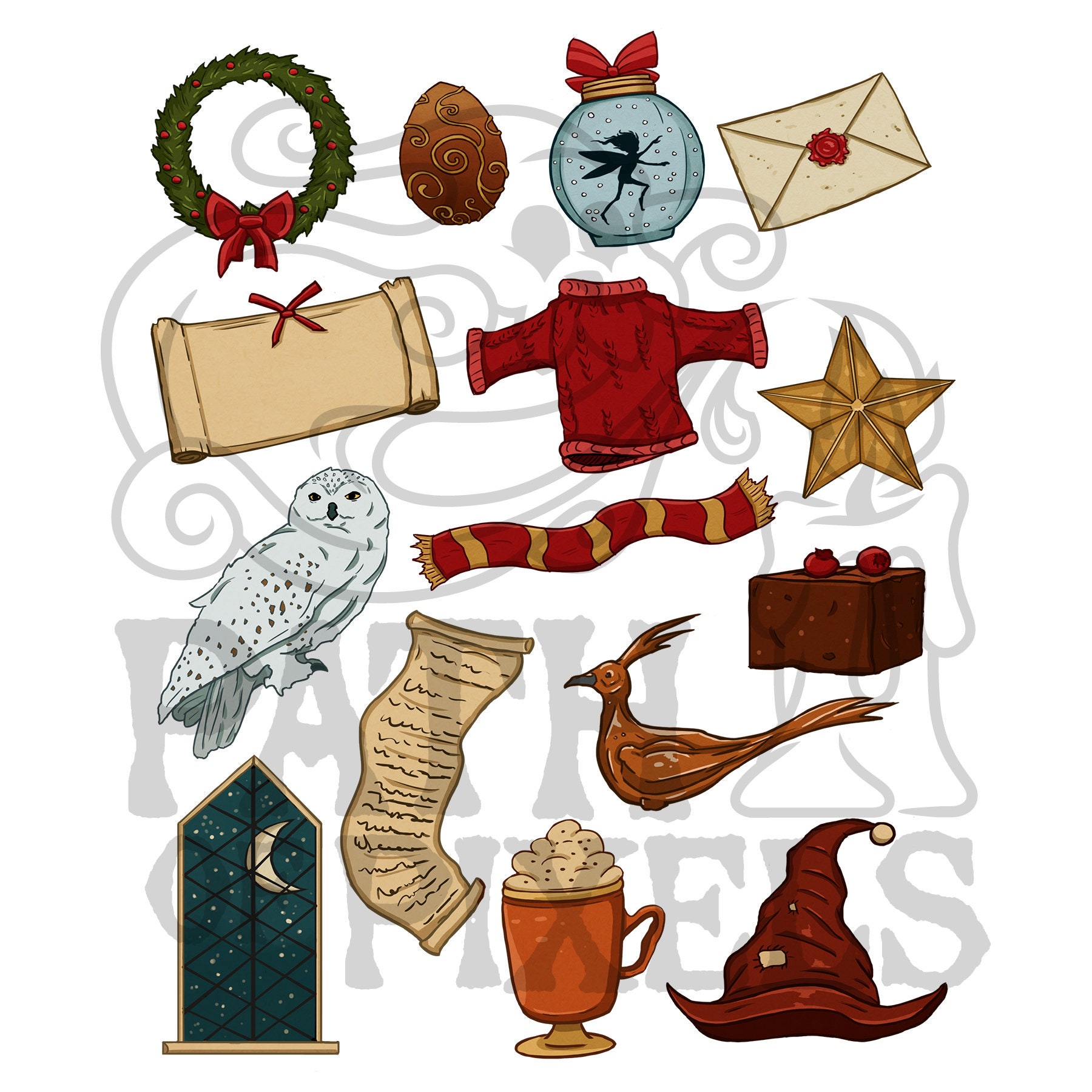 Wizardry Christmas Clipart Whimsical Wizard Clipart - Etsy