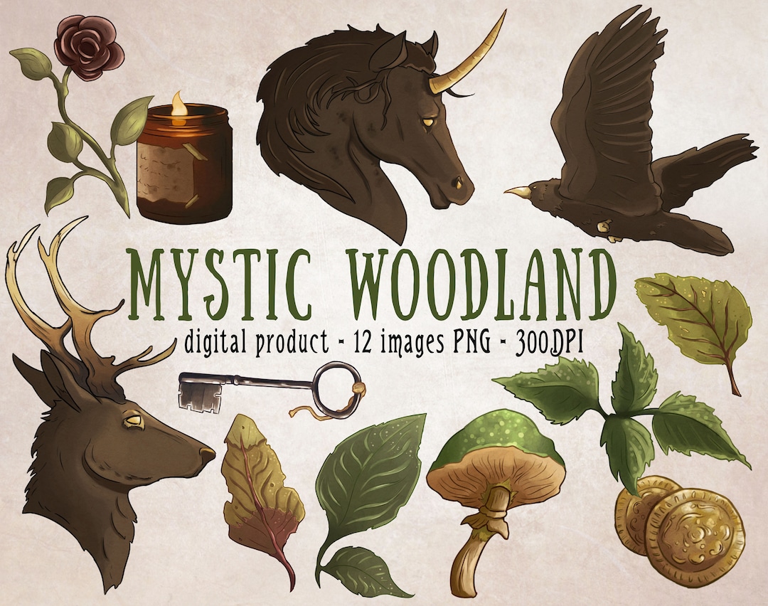 Dark Woodland Clipart, Occult Forest Clipart, Witchy Forest ...