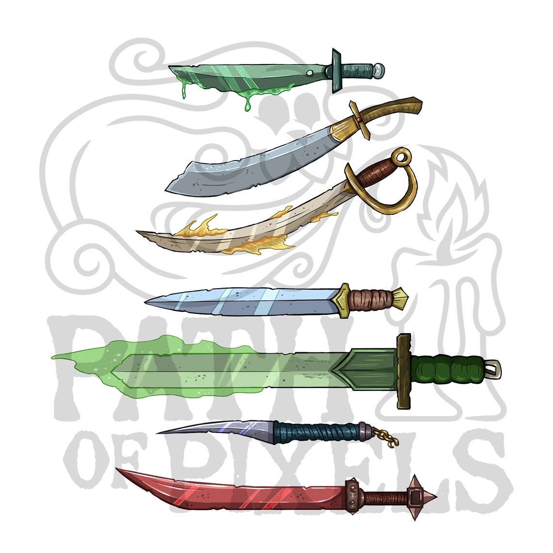 Magic Swords Clipart Set, Digital Scrapbooking Fantasy Swords, Magical ...