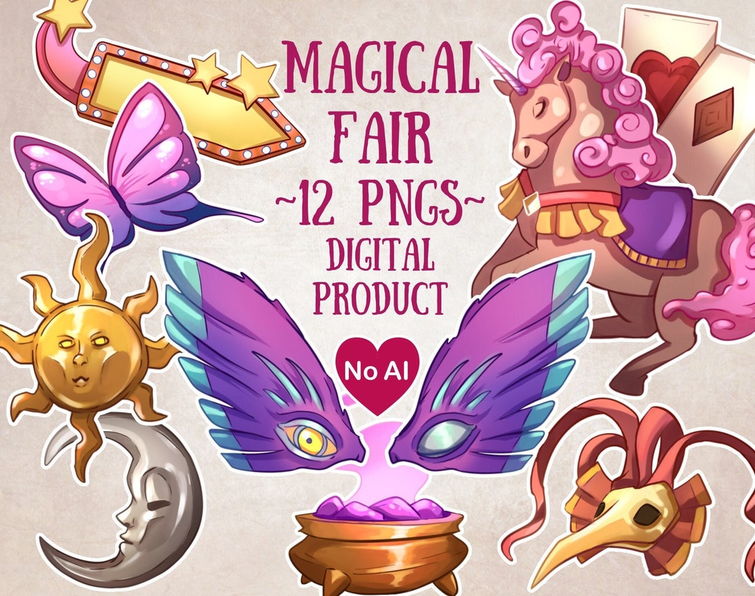Magical Fair Clipart Set - Hand Drawn Digital Art for Fantasy ...