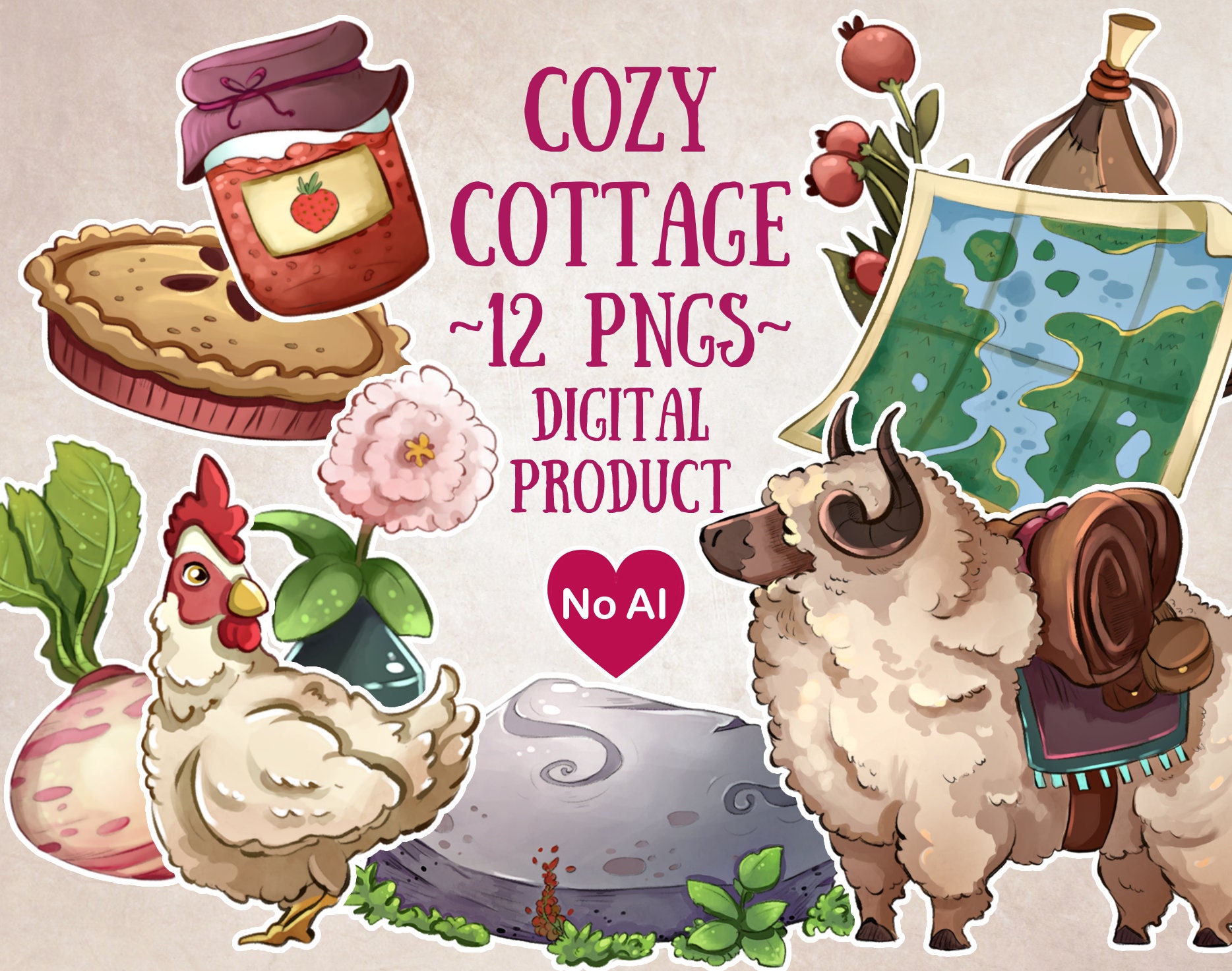 Cottagecore Clipart Set - Cottagecore Cute Scrapbooking Cozy Cottage ...