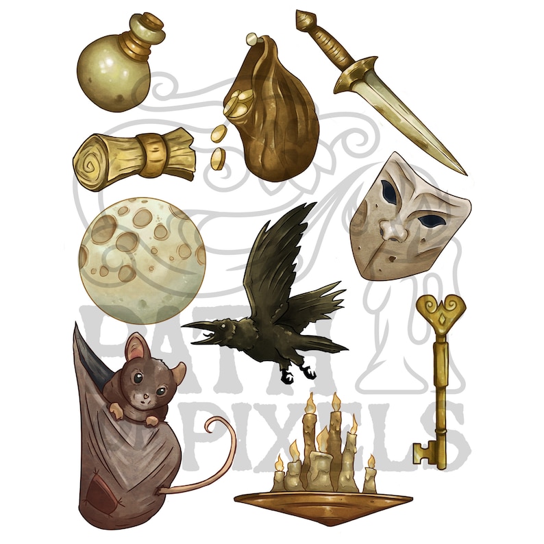 Rogue Dnd Items Clipart, Dungeons and Dragons Inspired Rogue Inventory ...