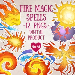 Fire Magic Clipart Set - Fantasy Magic Spells, Fire Clipart, Magic Fire ...