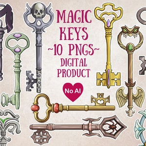 Magic Keys Clipart Set, Magical Keys, Dnd Key Props, Fantasy Keys, Dnd ...