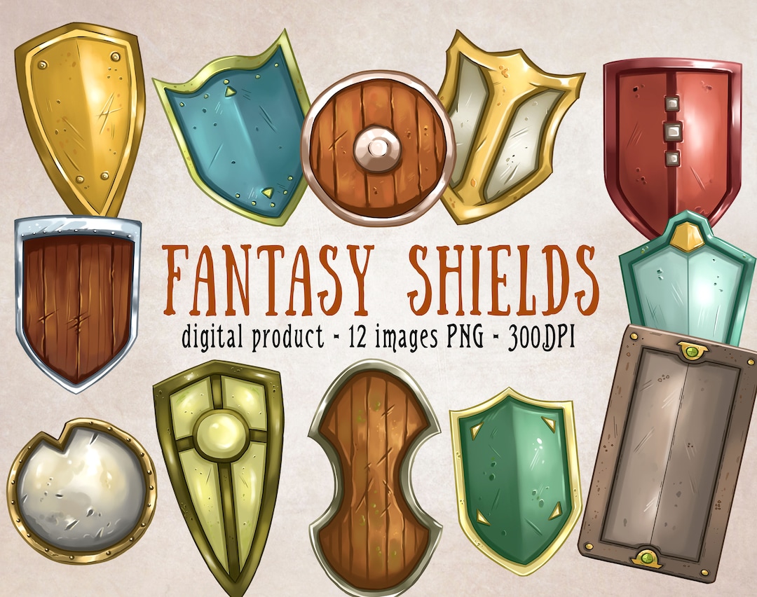 Fantasy Shields Clipart, Dnd Shields Armor Clipart, Medieval Crest ...