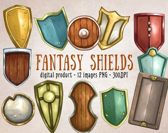 Fantasy Shields Clipart DnD Shields Armor Clipart Medieval | Etsy