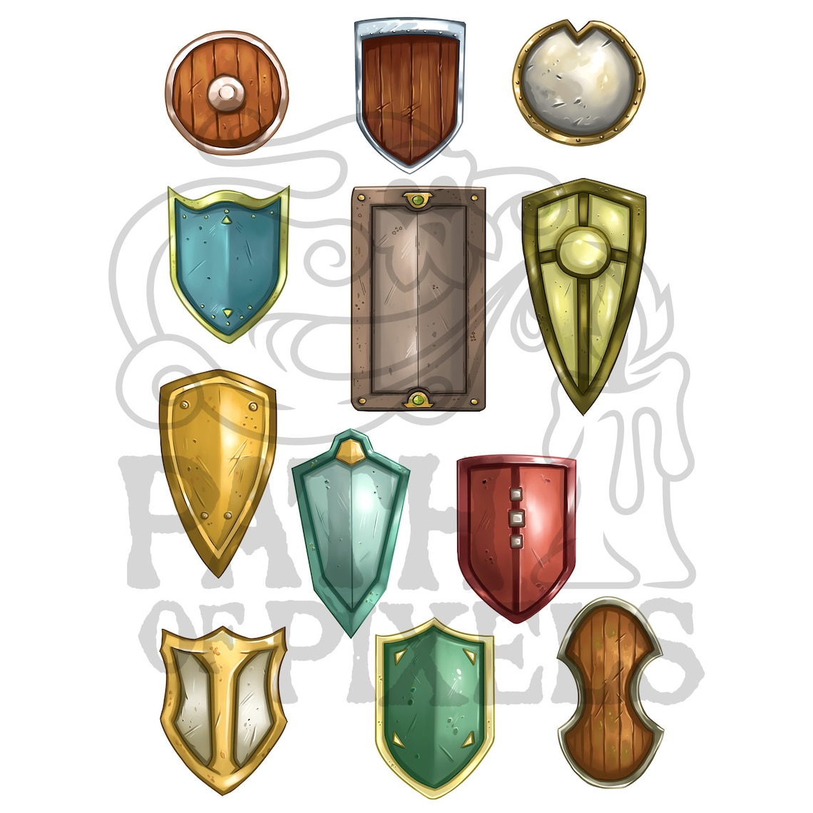 Fantasy Shields Clipart, Dnd Shields Armor Clipart, Medieval Crest ...