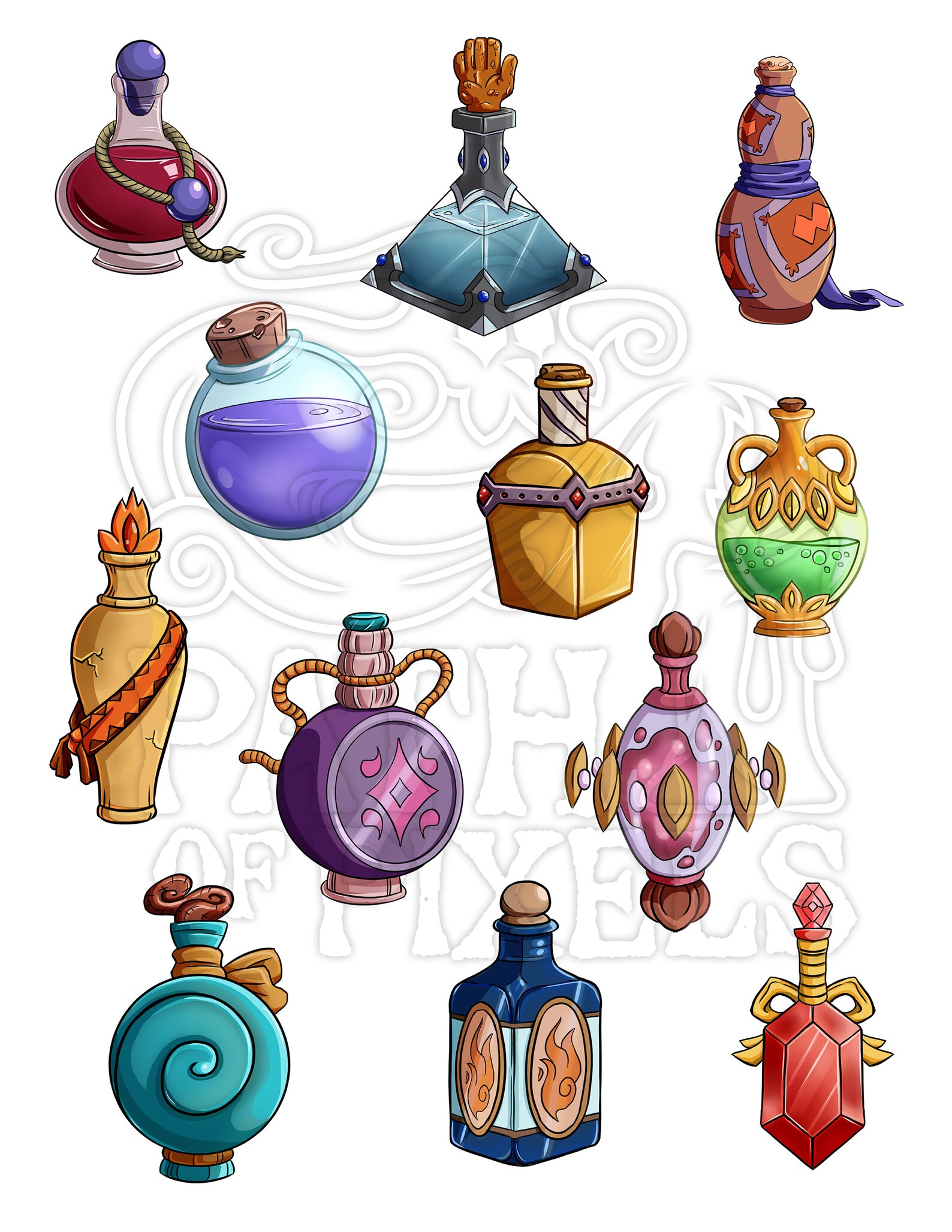Magical Potions Clipart, Printable Witchy Scrapbooking, Magic Bottles ...