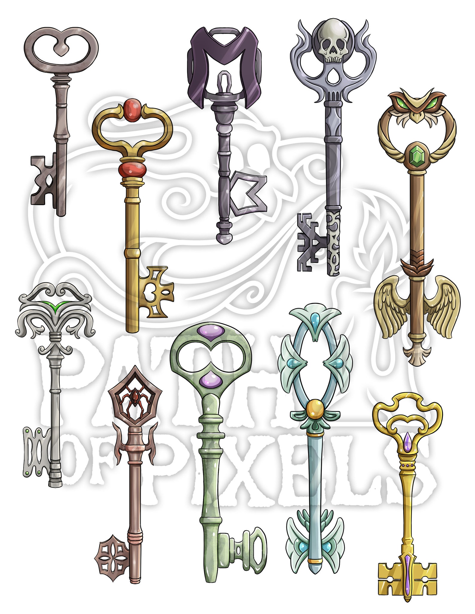 Magic Keys Clipart Set, Magical Keys, Dnd Key Props, Fantasy Keys, Dnd ...