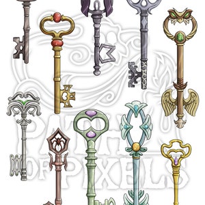 Magic Keys Clipart Set, Magical Keys, Dnd Key Props, Fantasy Keys, Dnd ...