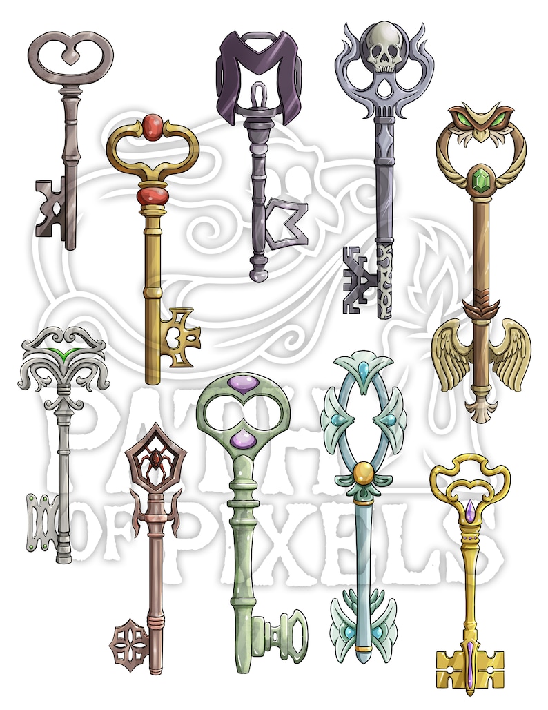 Magic Keys Clipart Set, Magical Keys, Dnd Key Props, Fantasy Keys, Dnd ...