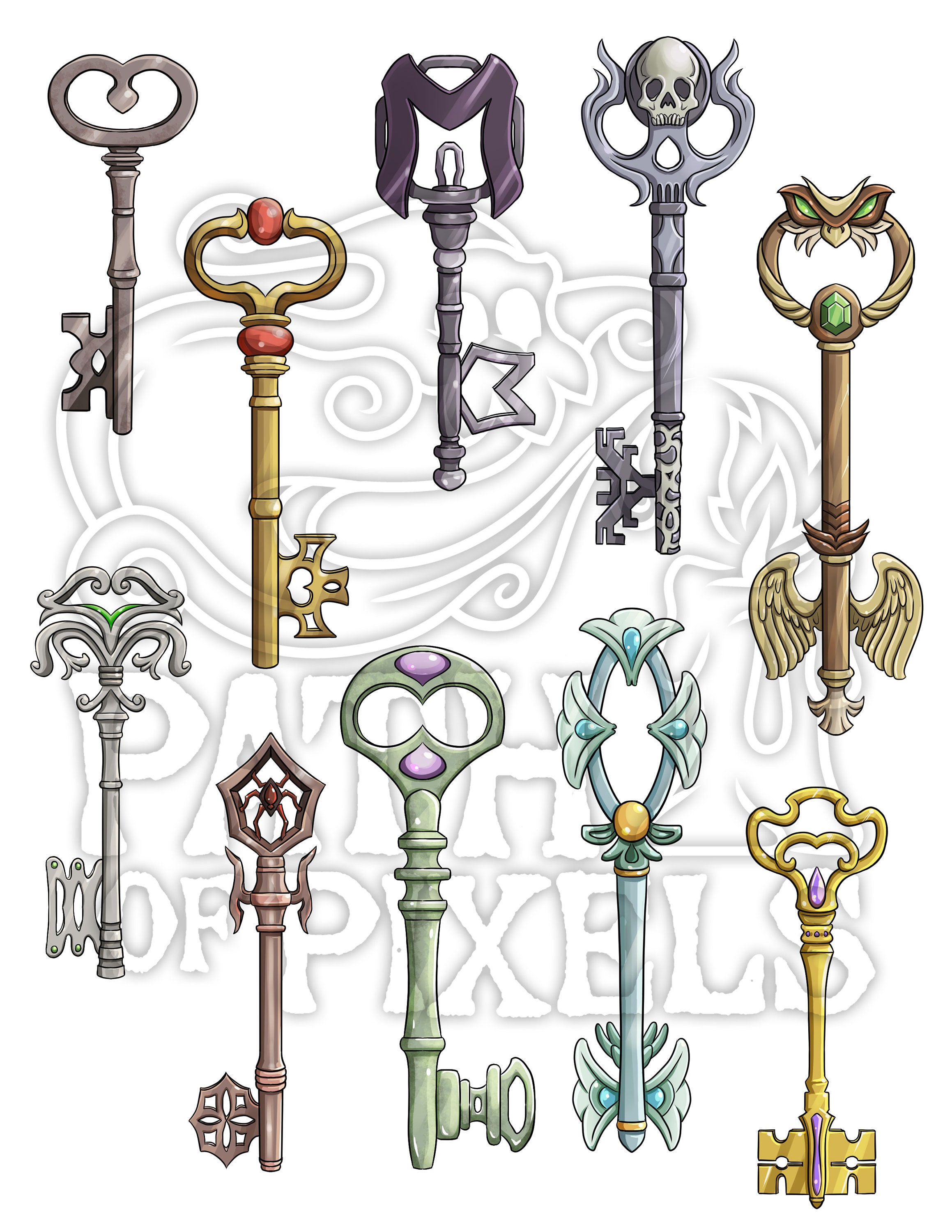 Magic Keys Clipart Set, Magical Keys, Dnd Key Props, Fantasy Keys, Dnd ...