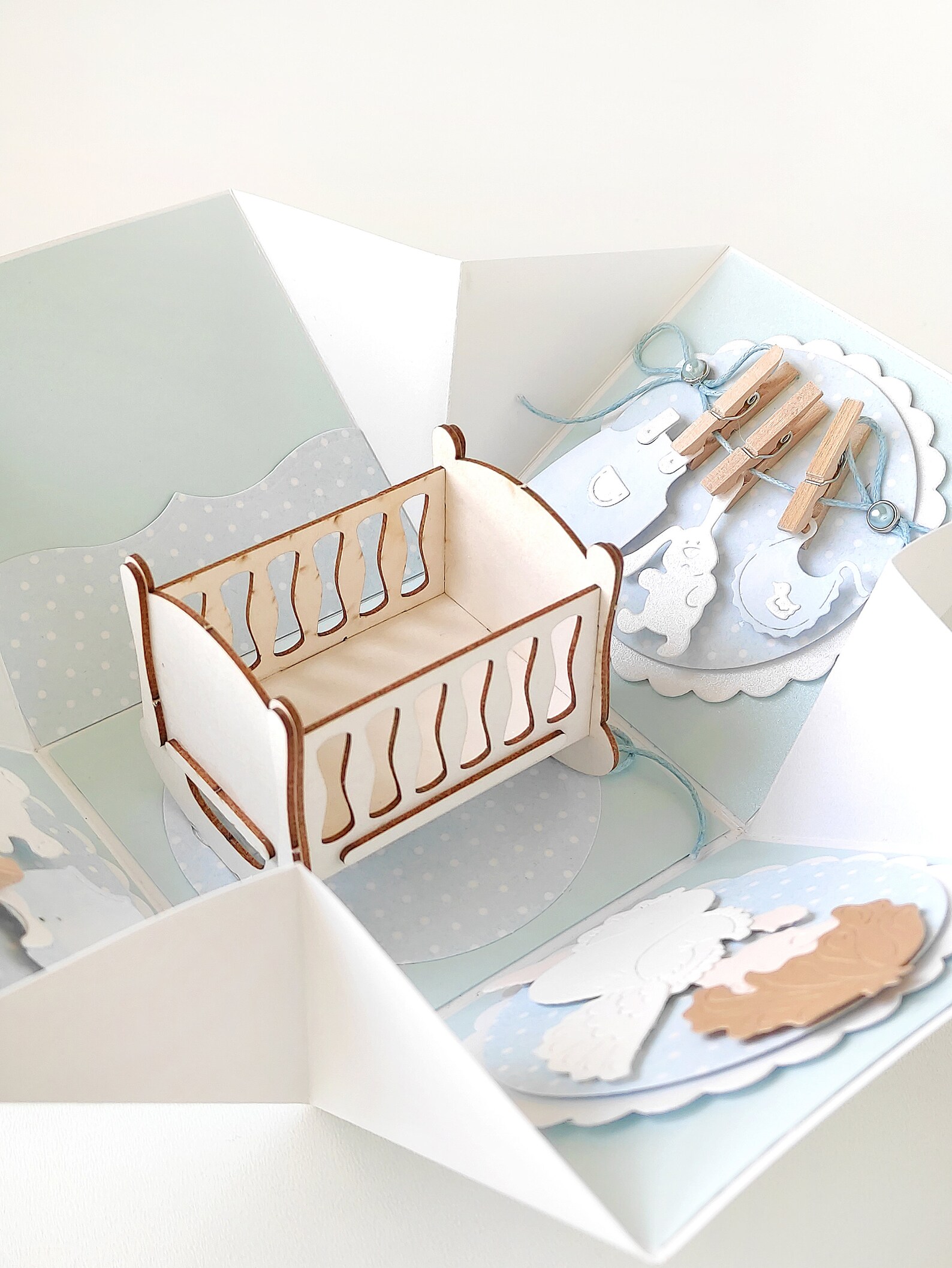 Explosion Box With Baby Crib Baby Christening Invitation Packaging Gift ...