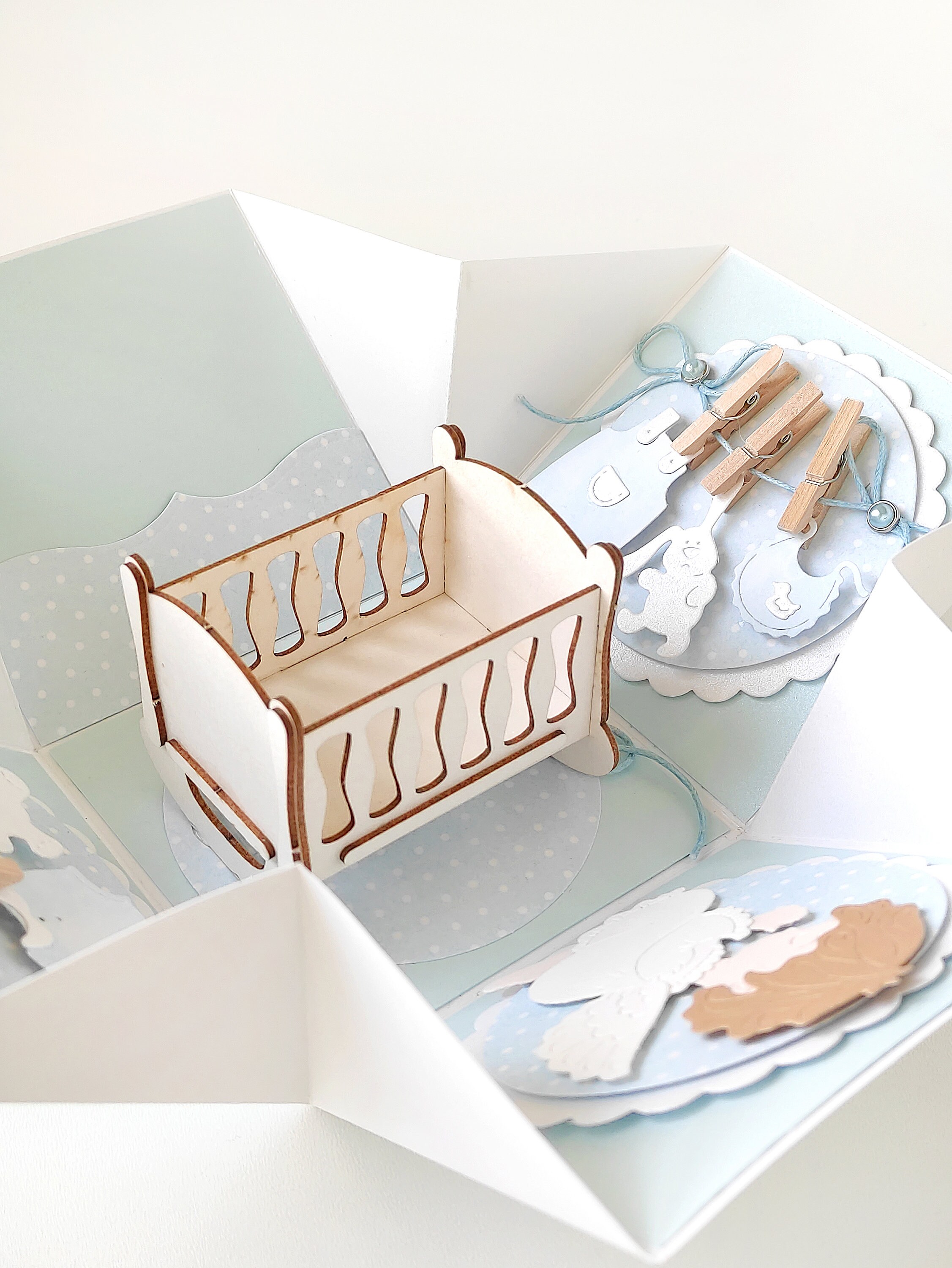 Explosion Box With Baby Crib Baby Christening Invitation Packaging Gift ...