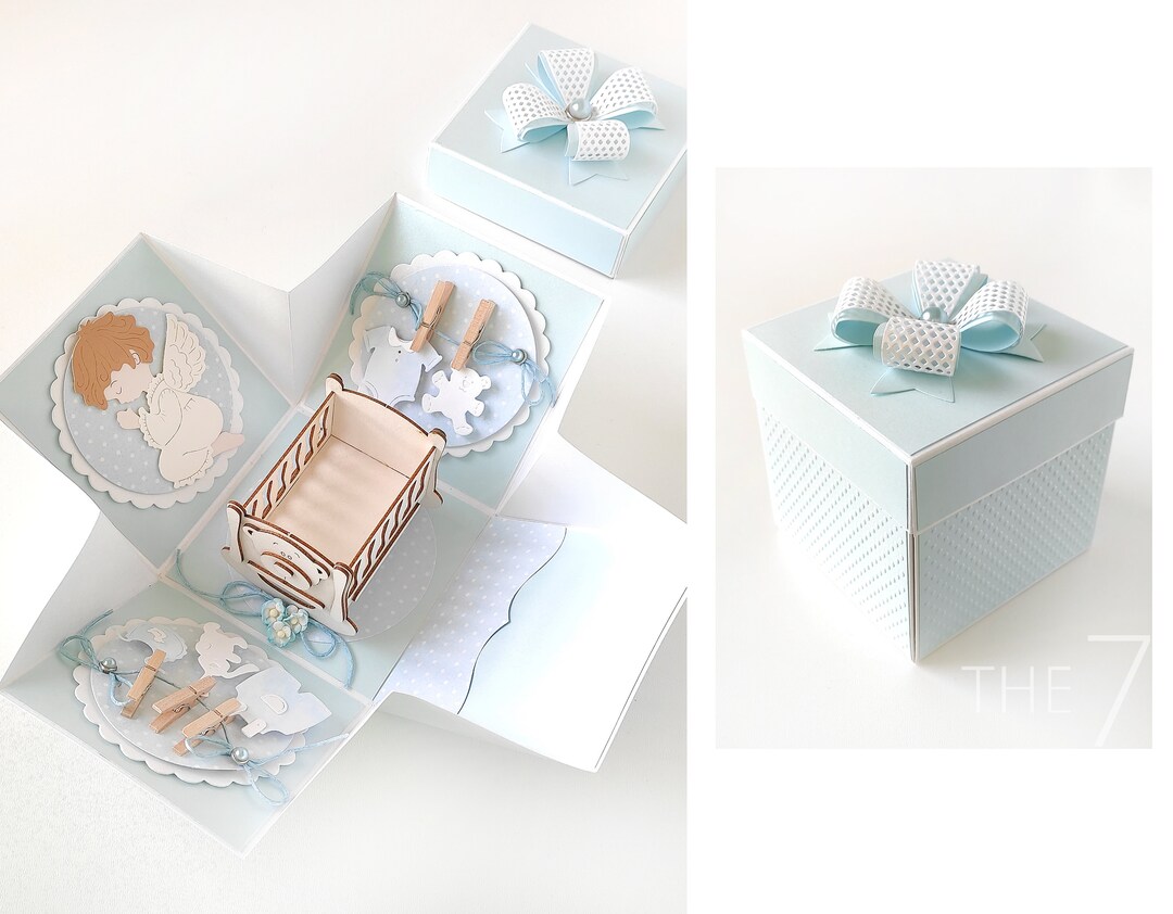 Explosion Box With Baby Crib Baby Christening Invitation Packaging Gift ...