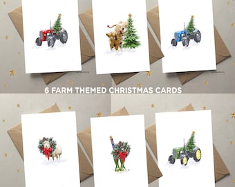Christmas Cards Farm Tractor - Etsy
