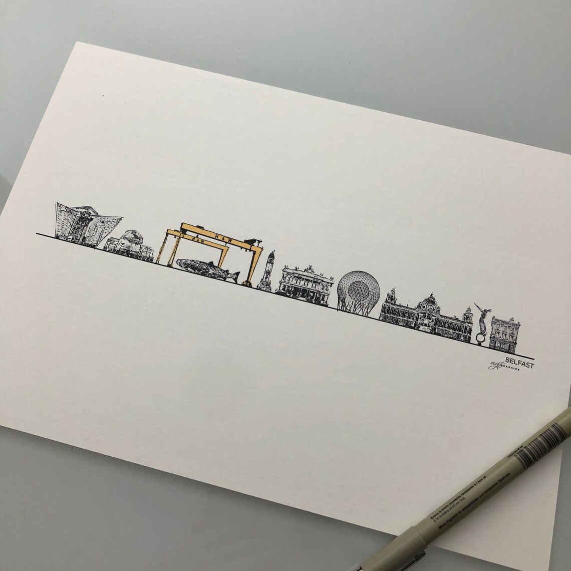 Custom Skyline|signed Commissioned Skyline of Landmarks|create Your Own ...