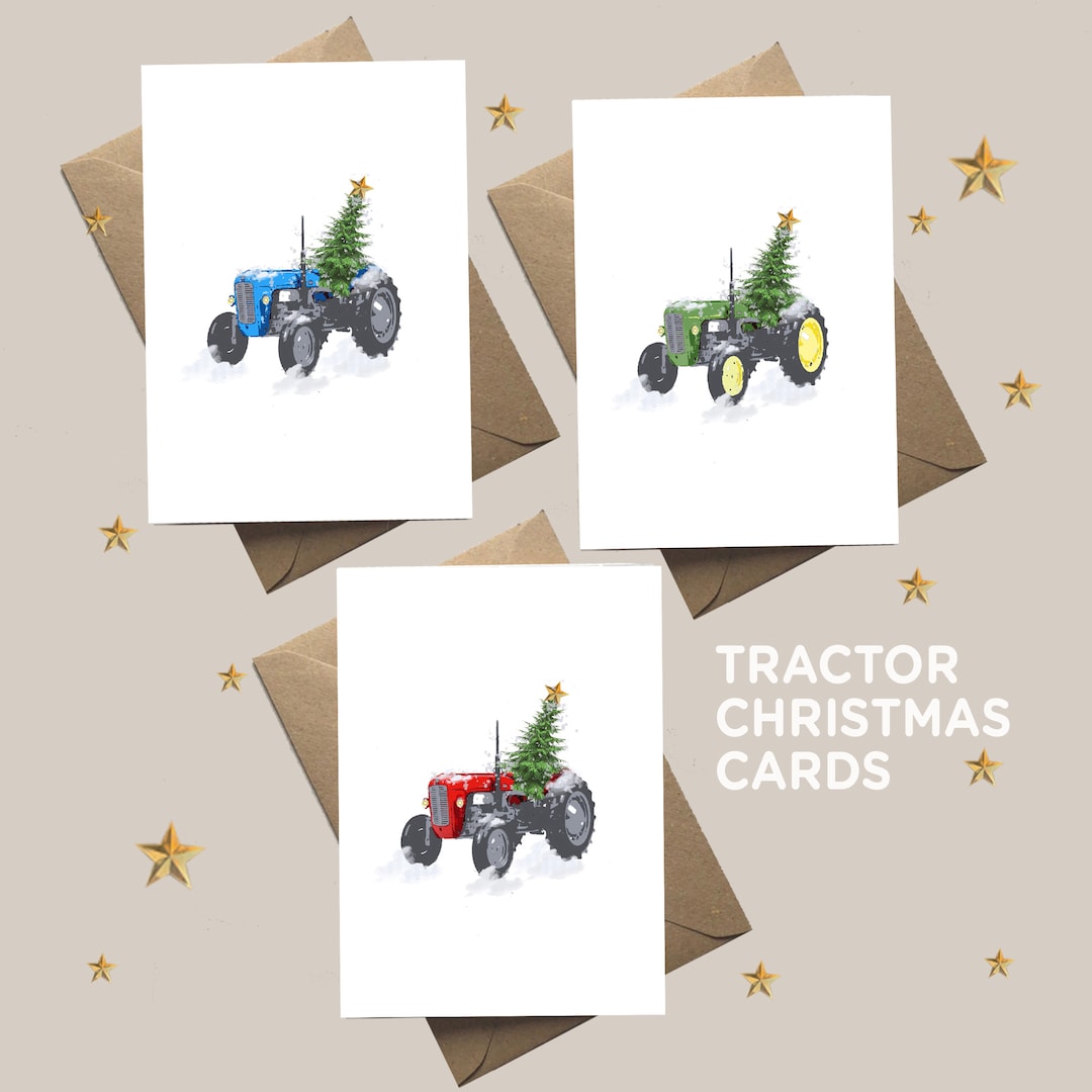 Multi-pack Tractor Christmas Cards | Red Tractor | Green Tractor | Blue ...