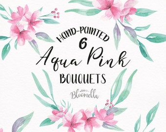 Watercolour Floral Clipart 6 Bouquets Arrangements Hand - Etsy