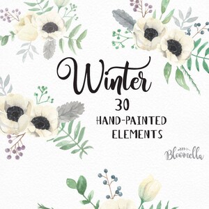 30 Watercolour Winter Clipart Elements Christmas Festive Hand Painted ...