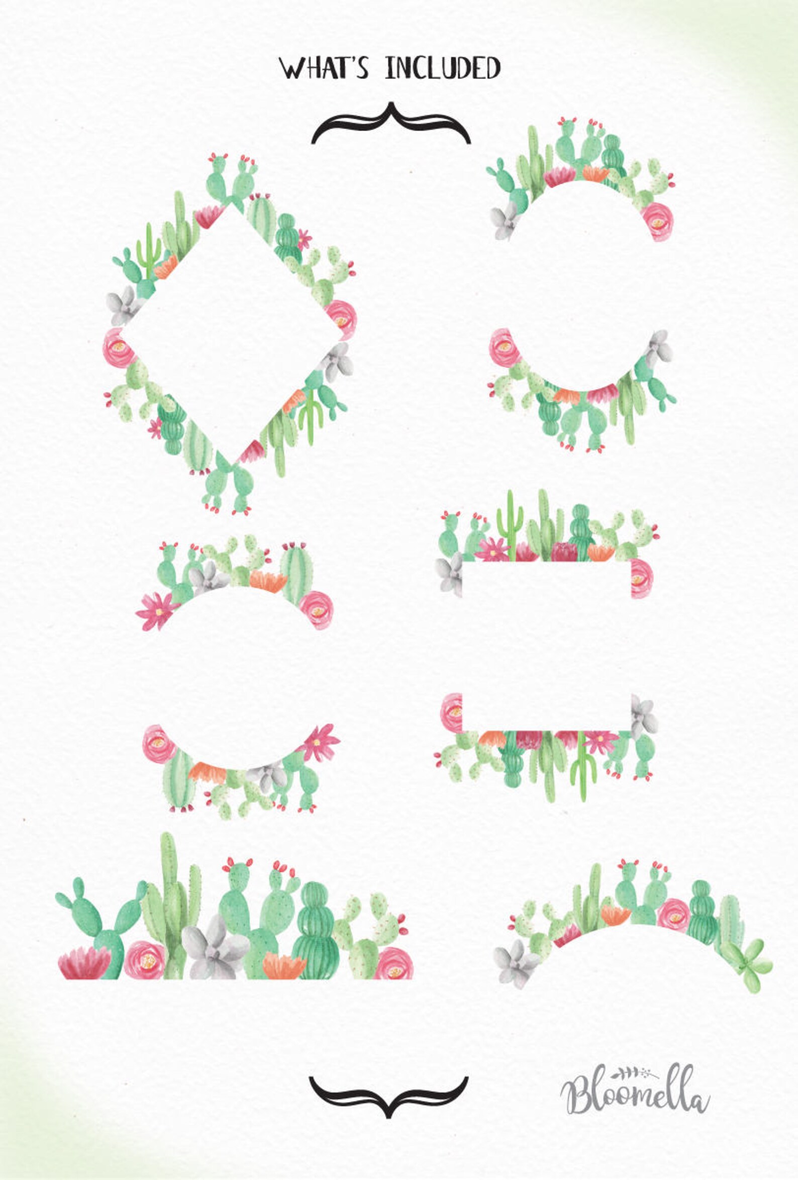Cactus Frames 6 Watercolour Cacti Frame Succulent Clipart - Etsy