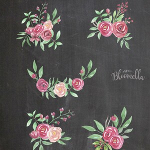 Watercolour Red Pink Floral Clipart 5 Bouquets Arrangements - Etsy