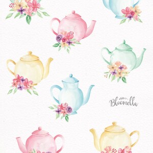 Watercolour Teapots Clipart 8 Arrangements Hand Painted Floral Tea Pots ...