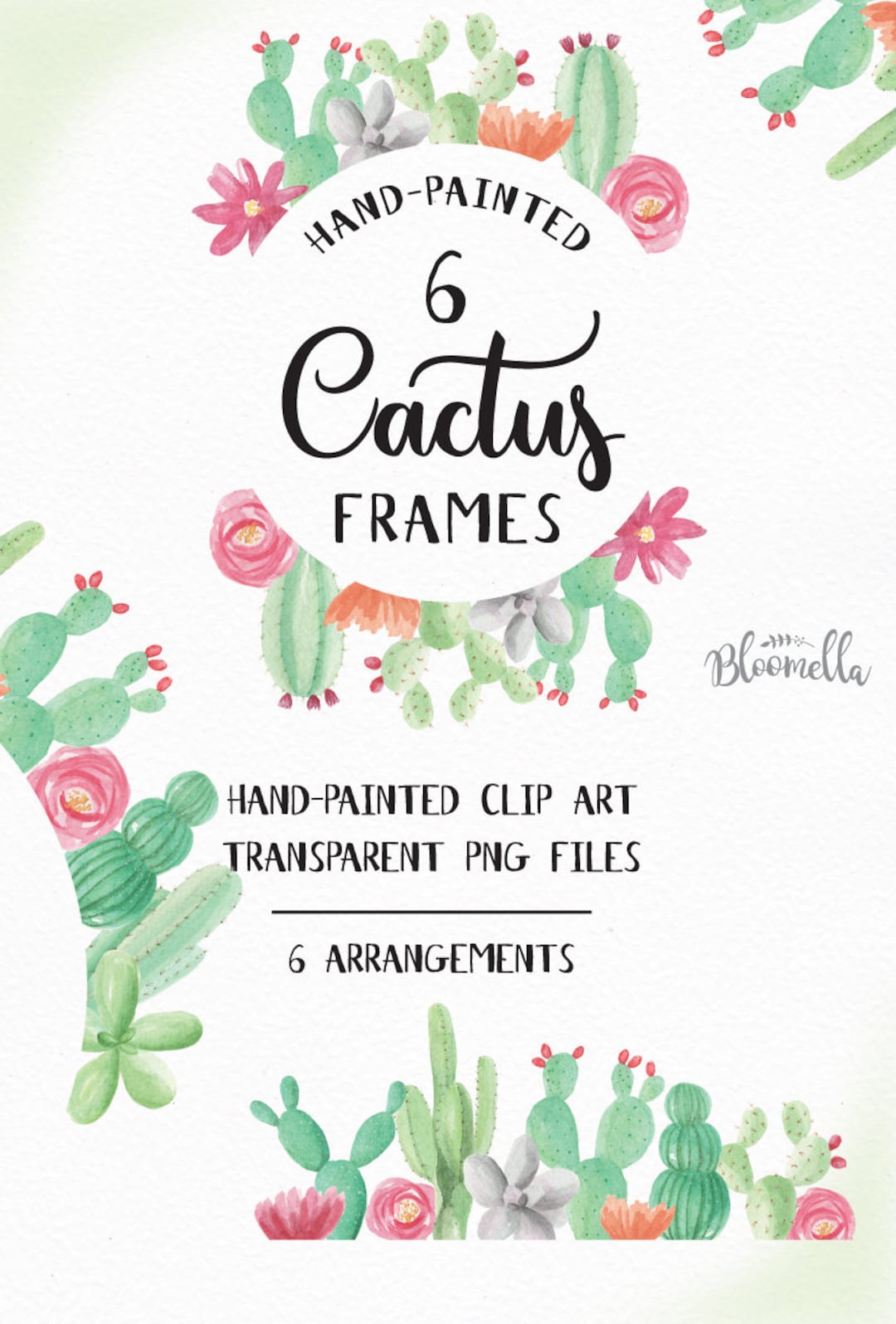Cactus Frames 6 Watercolour Cacti Frame Succulent Clipart - Etsy
